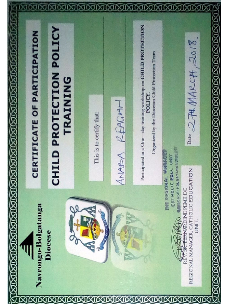 Child Protection Training Certificate | PDF