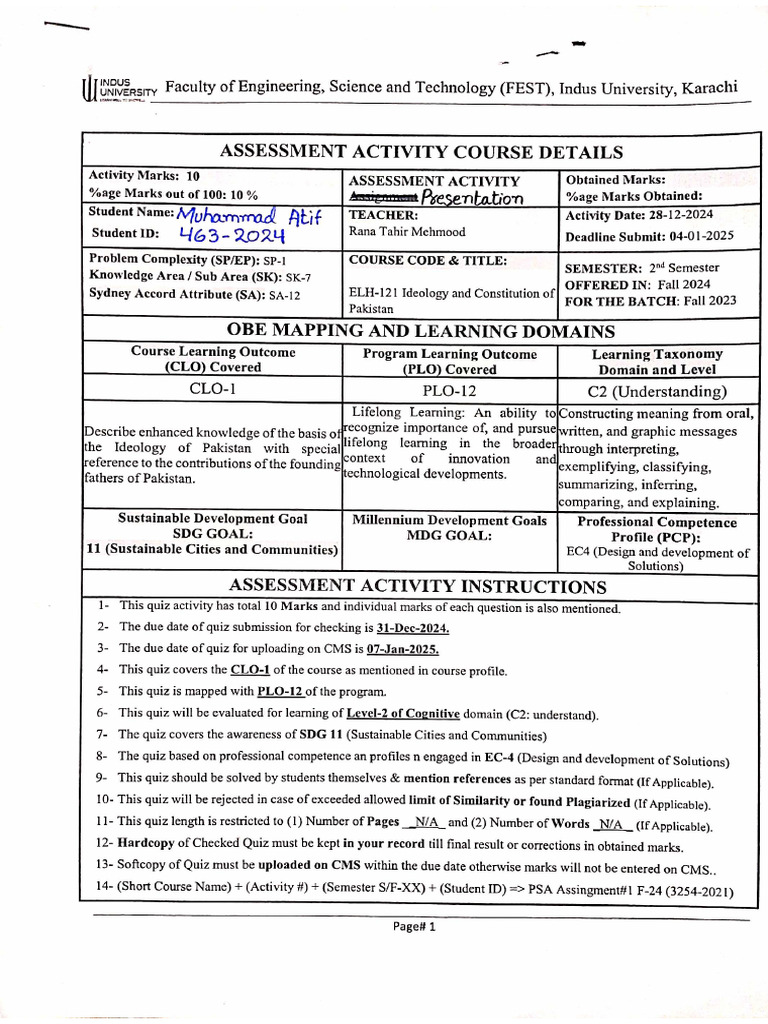 Presentation Ideology of Pakistan Atif | PDF