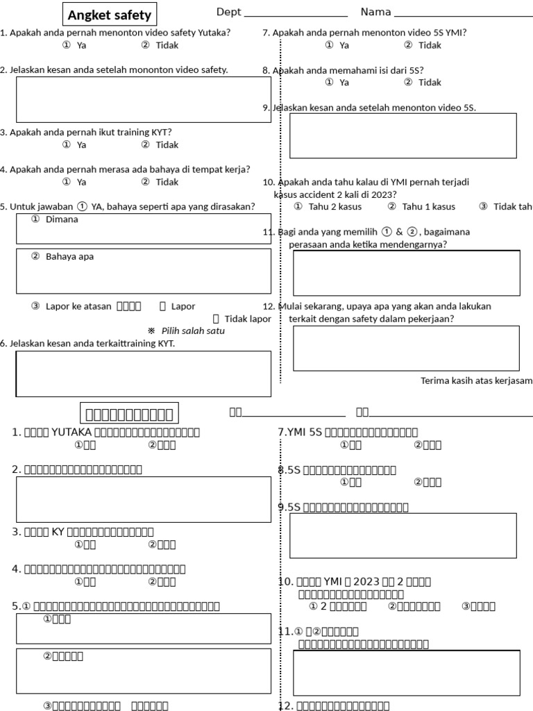 Angket Safety (Referensi) | PDF