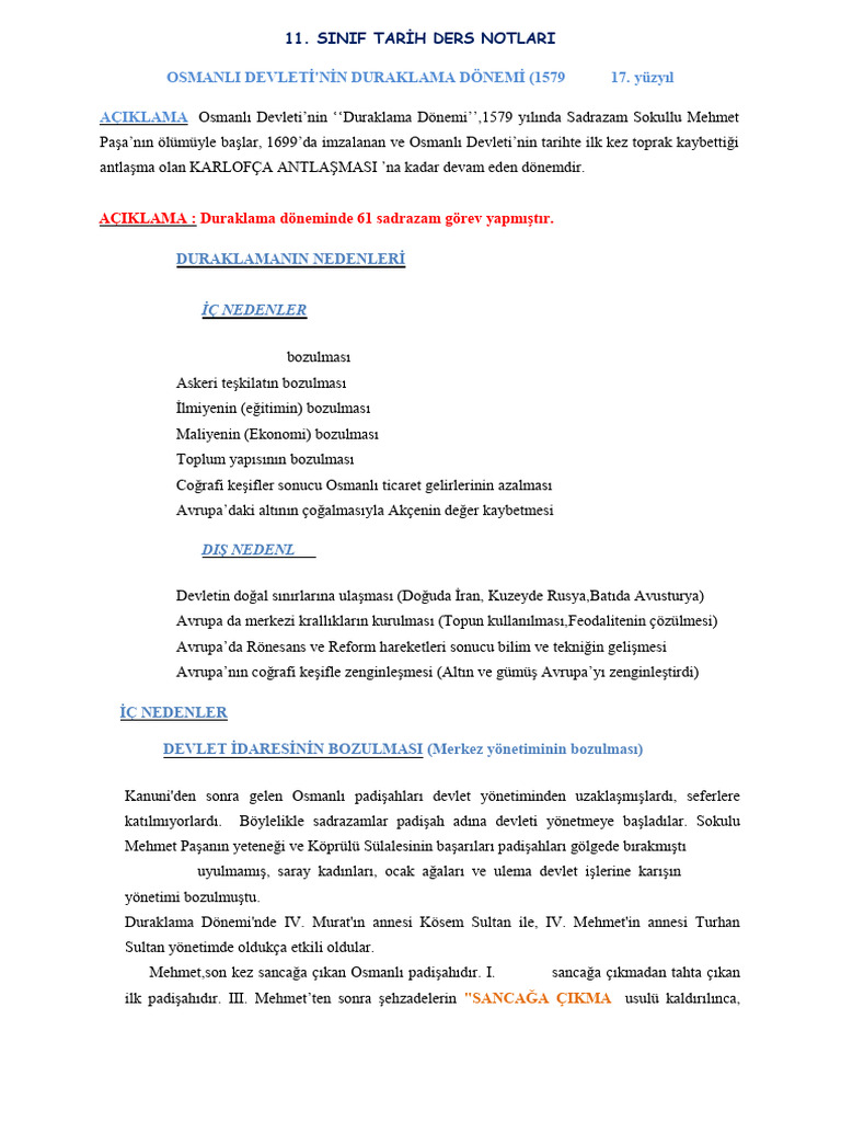 Sinif Taryh Dersy Ders Notlari | PDF