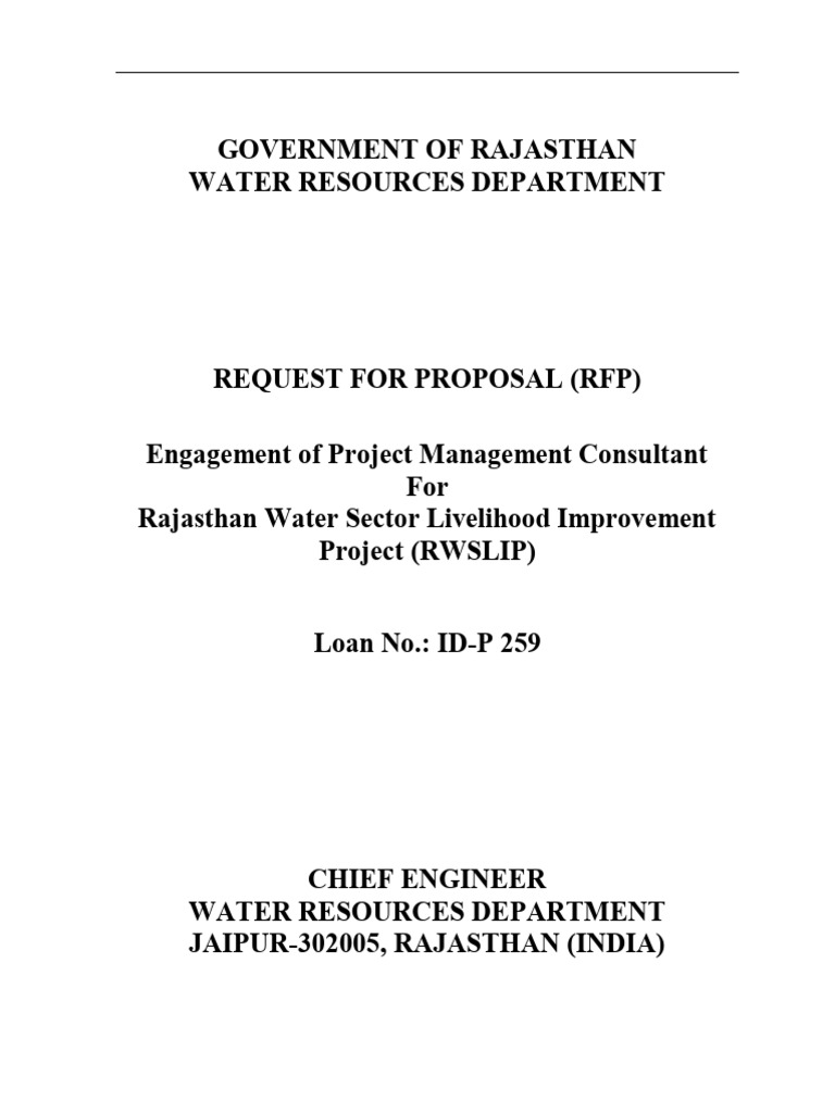 PMC Rajasthan WRD Jica 2018 - 2024 | PDF | Request For Proposal ...