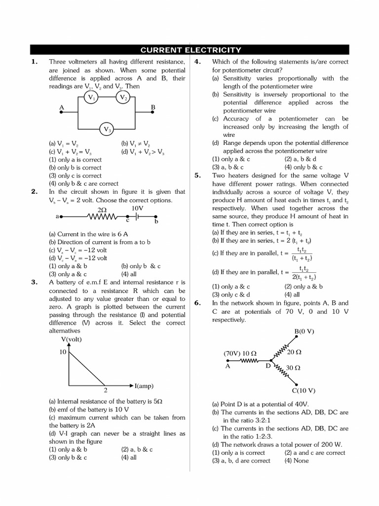 Ques - Current Electricity | PDF