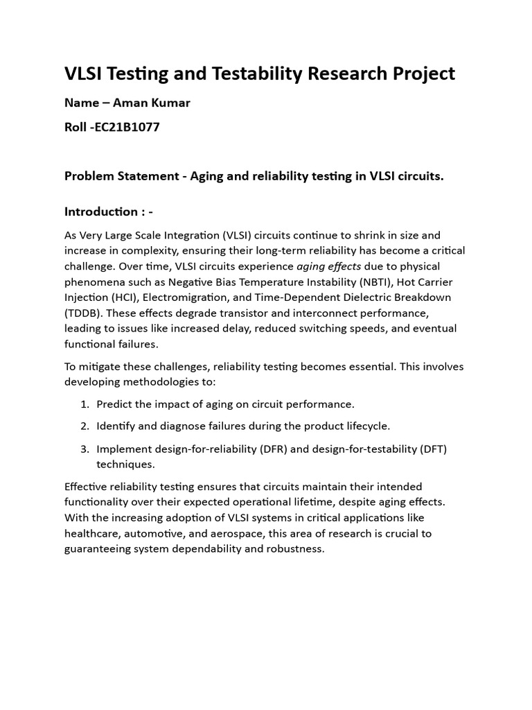 Ec21b1077 - Vlsi Project | PDF | Reliability Engineering | Computer Aided Design