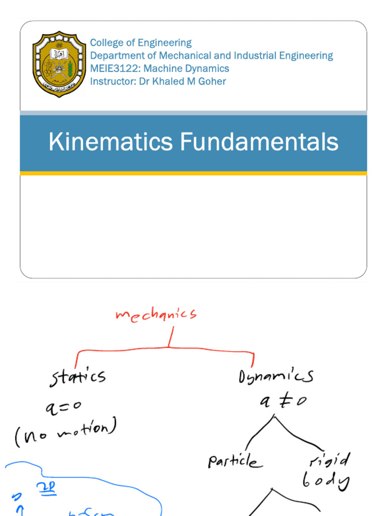 MEIE3122 Chapter 2 Kinematics Fundamentals FL23 | PDF | Kinematics | Mechanical Engineering