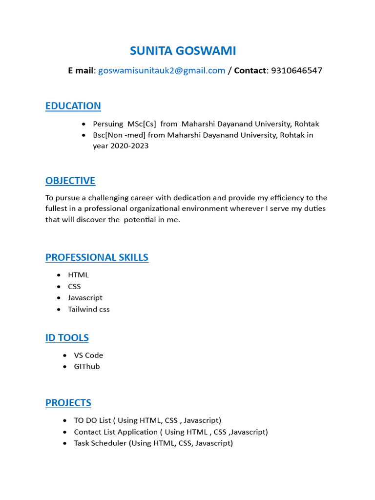 Sunita Goswami: Education | PDF