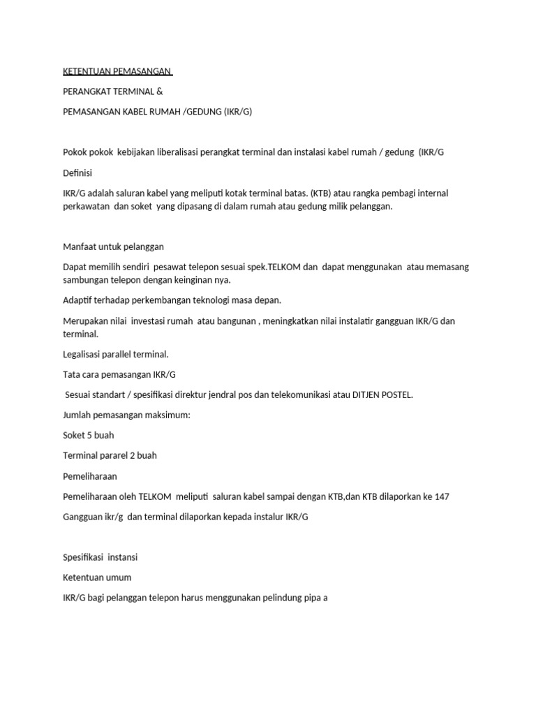 Ketentuan Pemasangan Perangkat Terminal | PDF