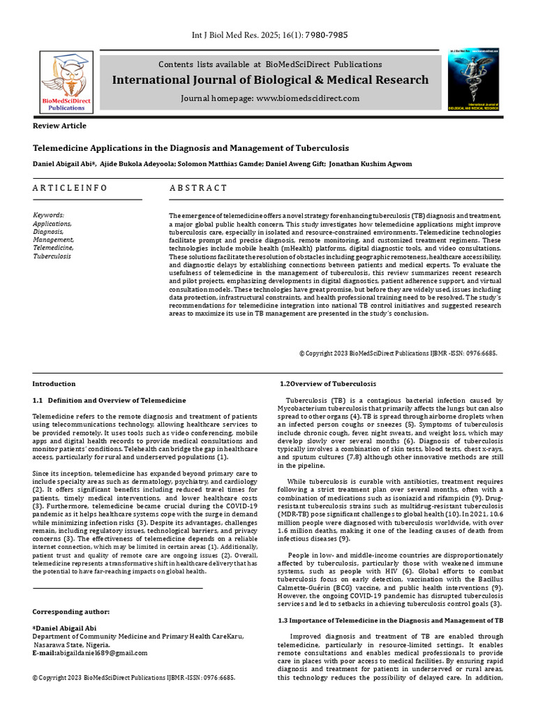 Telemedicine Applications in The Diagnosis and Management of ...