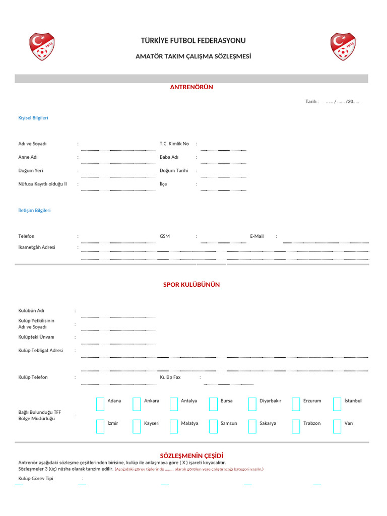 Amator Takimlar Calisma Sozlesmesi | PDF