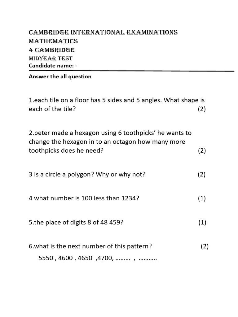 Revision Paper 2 | PDF | Geometry | Geometric Shapes