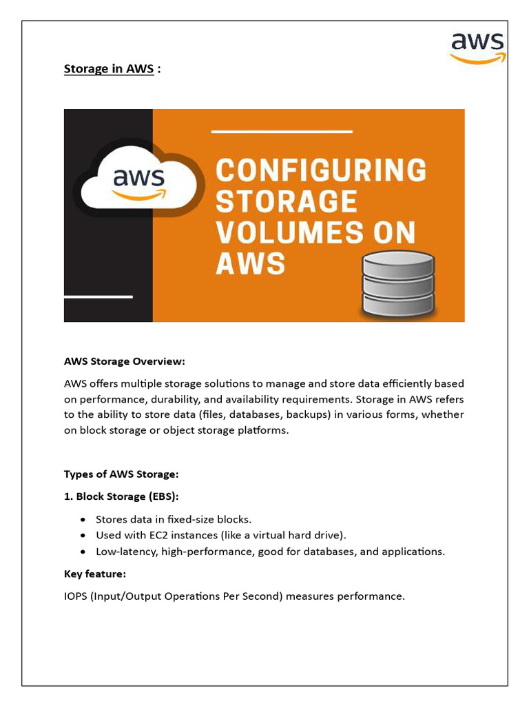Configuring Storage Volumes on AWS | PDF | Computer Data Storage ... Configuring Storage Volumes on AWS | PDF | Computer Data Storage ...