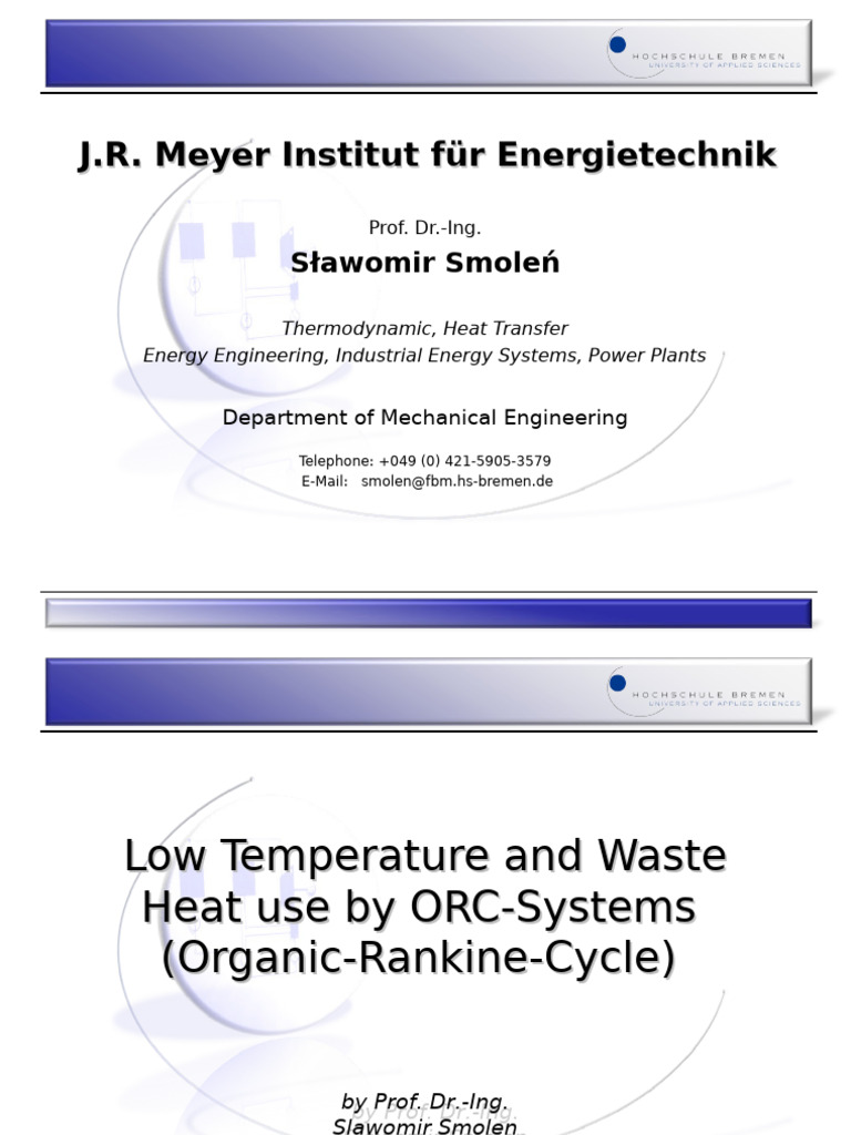 Waste Heat Use by Organic-Rankine-cycle | PDF | Engines | Cogeneration