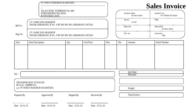 Form Nota | PDF | Business Documents | Accounting
