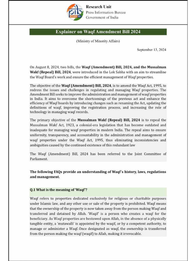 Waqf Ammendment | PDF