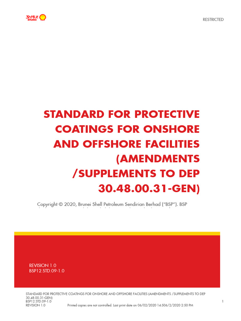 NEW BSP12.STD.09 - Standard For Protective Coatings For Production and Processing Faclities ...