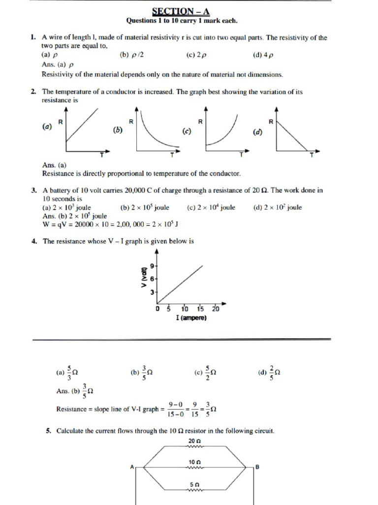 Electricity Worksheet | PDF | Electrical Resistance And Conductance ...
