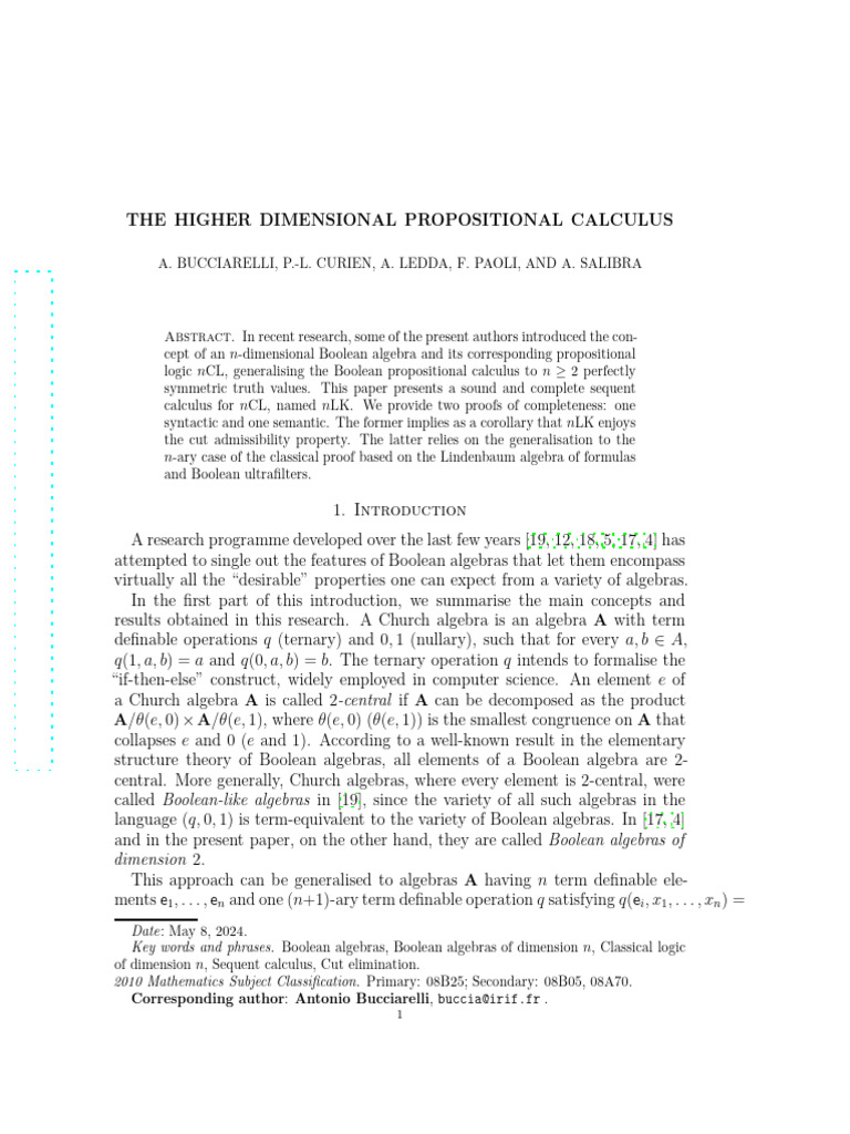 the-higher-dimensional-propositional-calculus-5ap7aog4dn77 | PDF | Algebra | Formalism (Deductive)