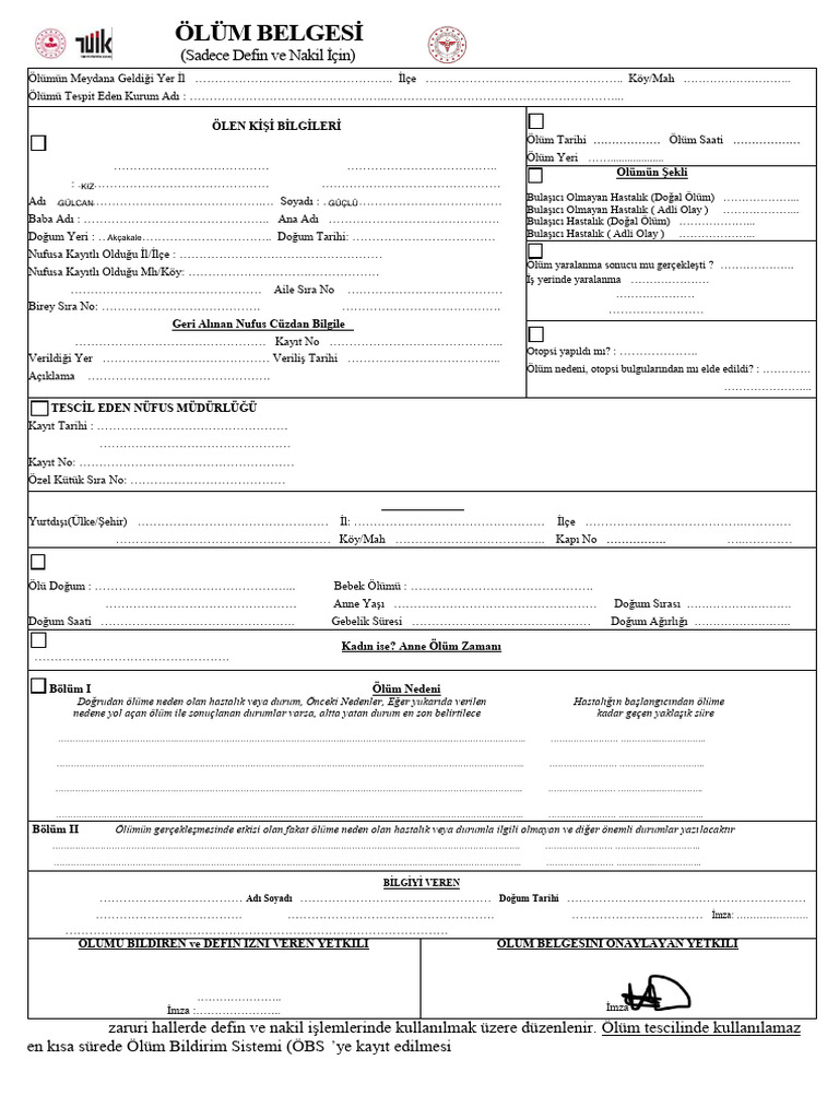Olum Belgesi | PDF