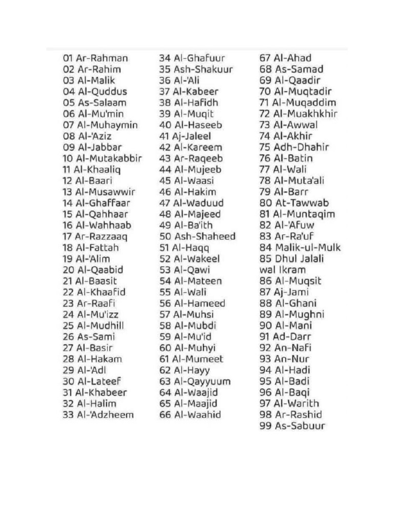 99 Names of Allah.pdf | PDF