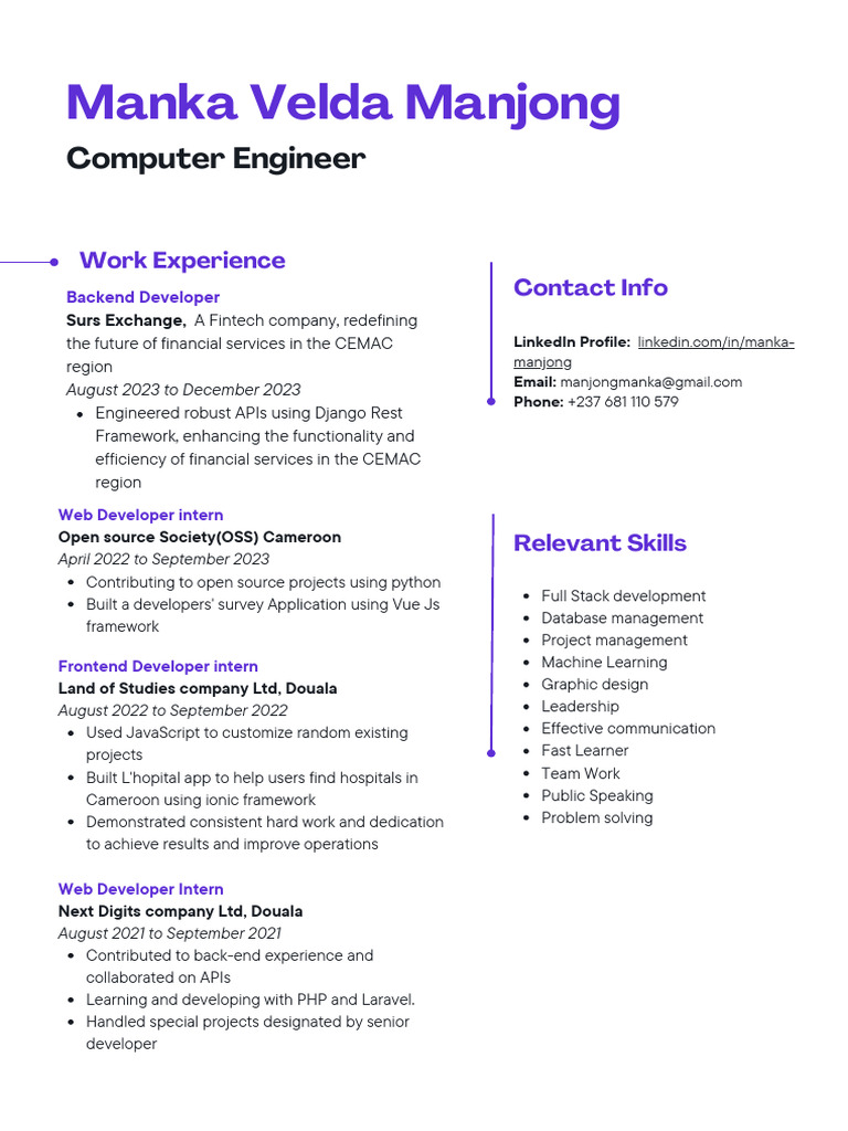 Purple White Bold Modern Digital Marketer CV | PDF | Java Script | Computer Programming