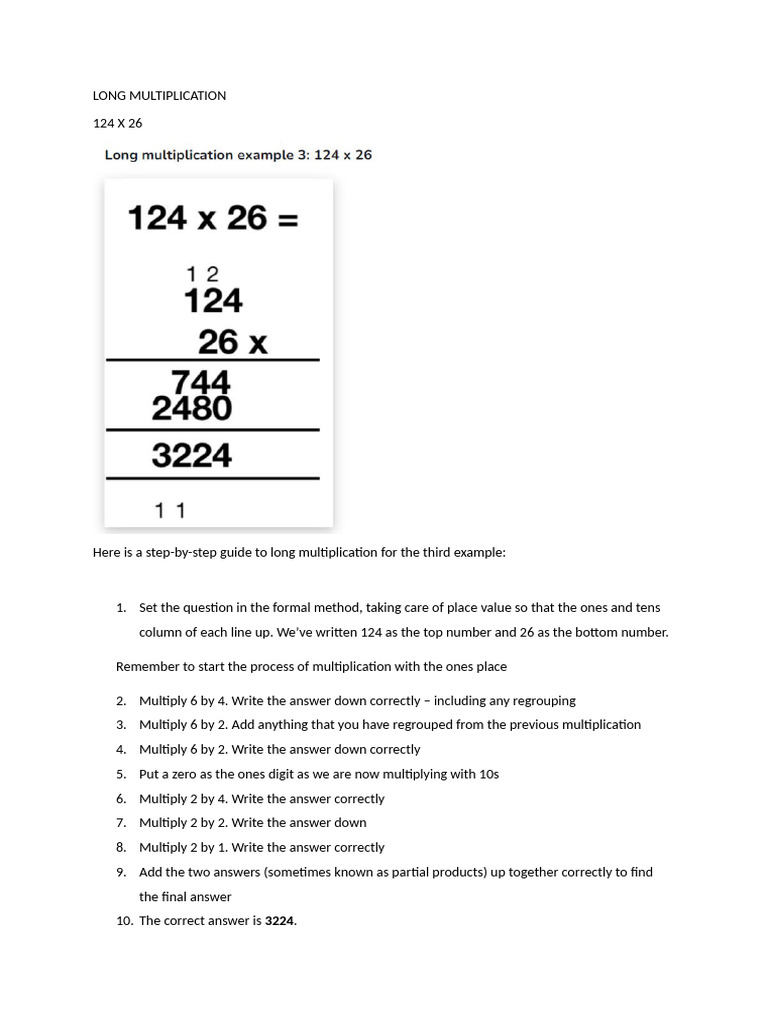LONG MULTIPLICATION | PDF