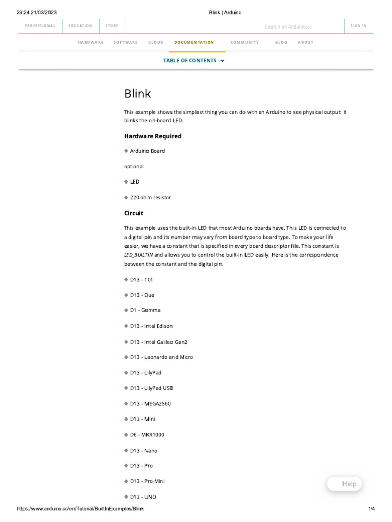 Blink - Arduino | PDF