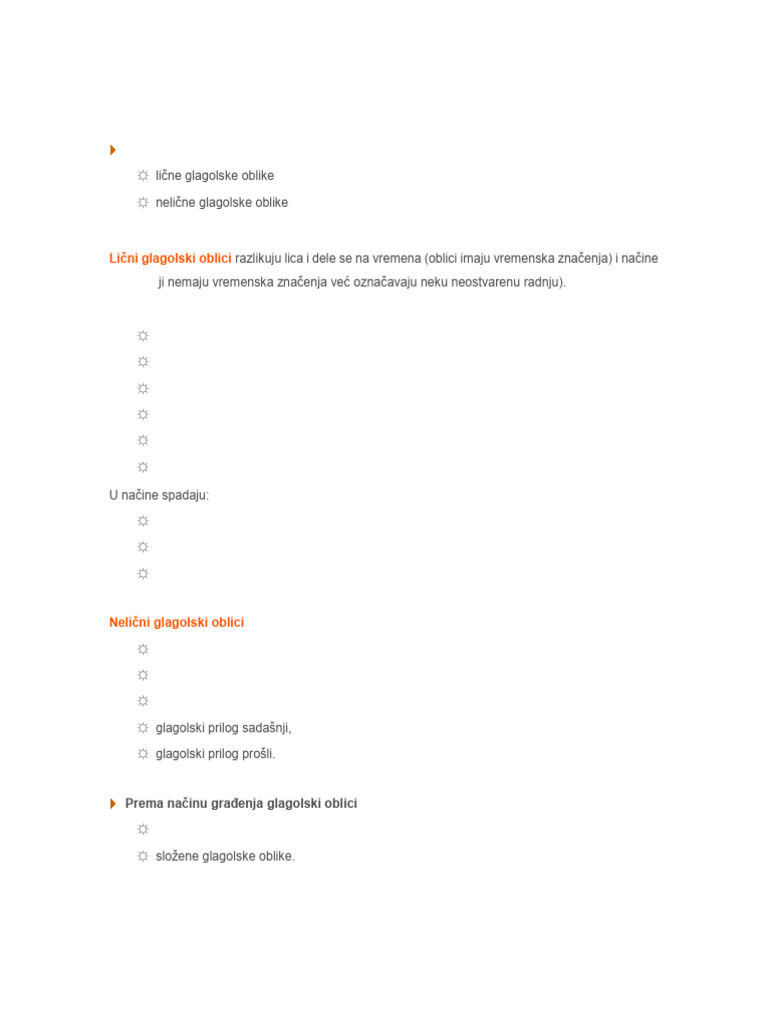 Podela Glagolskih Oblika | PDF