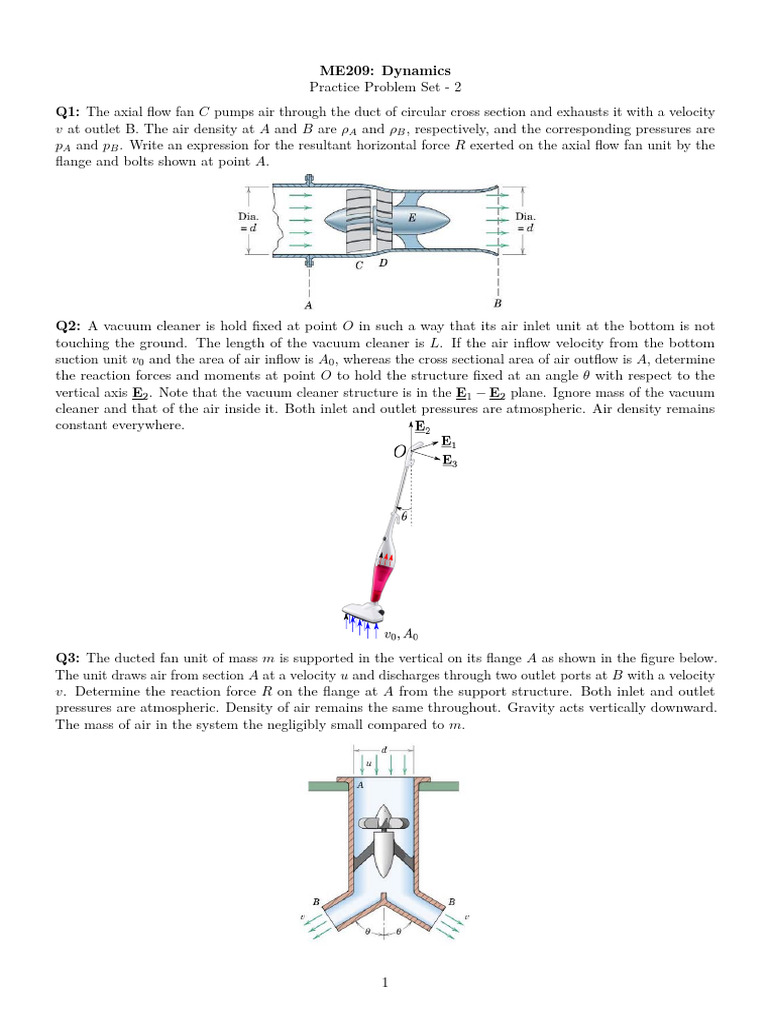 ME209 PracticeProblem Set2 9f913ad6 a80b 43d5 Bf0f c9b880b3a2ff | PDF | Force | Rotation