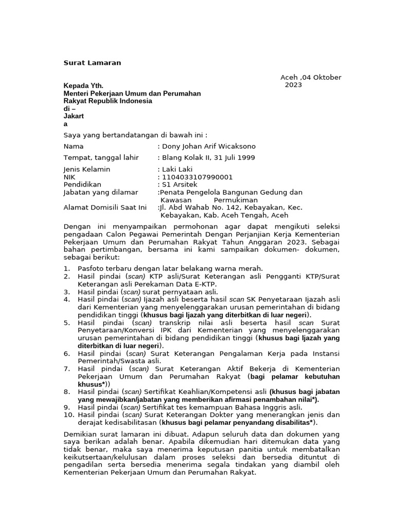 Surat PUPR | PDF