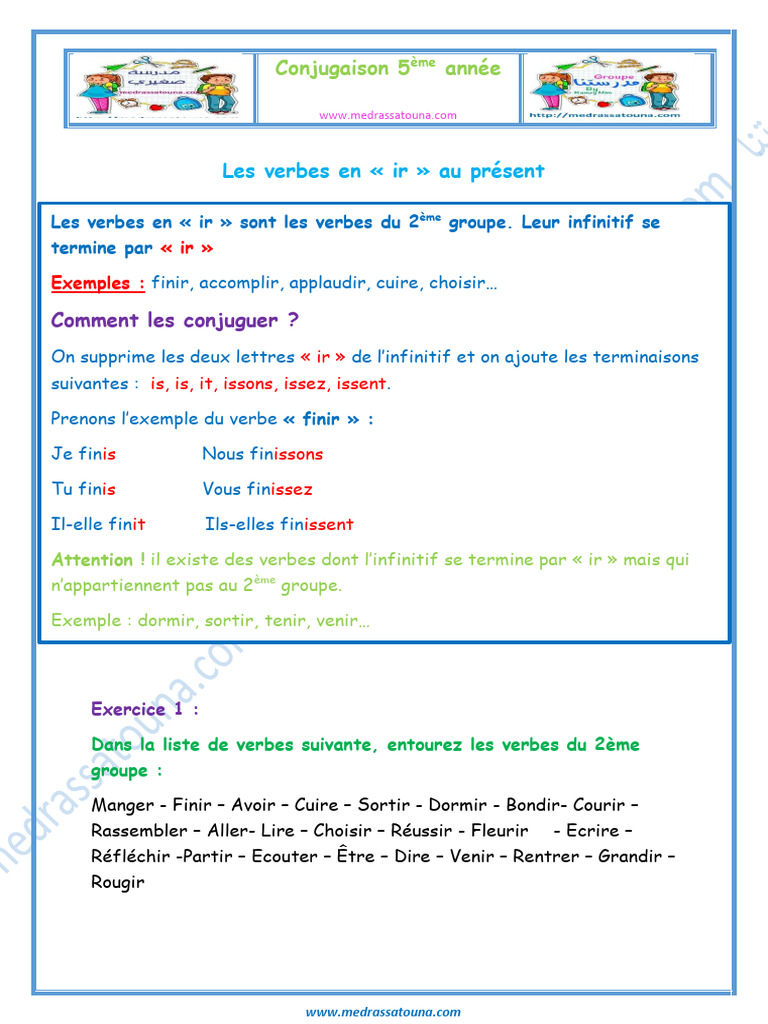 Conjugaison des verbes en "ir" au présent | PDF | Verbe | Typologie ...