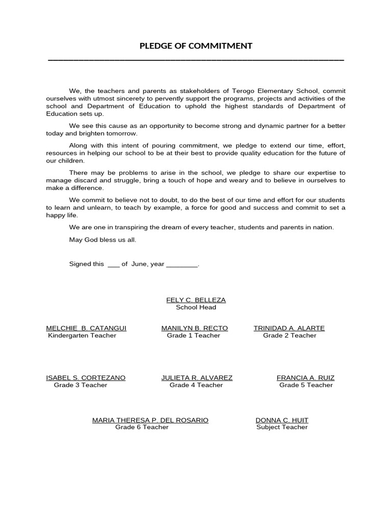 Pledge of Commitment | PDF