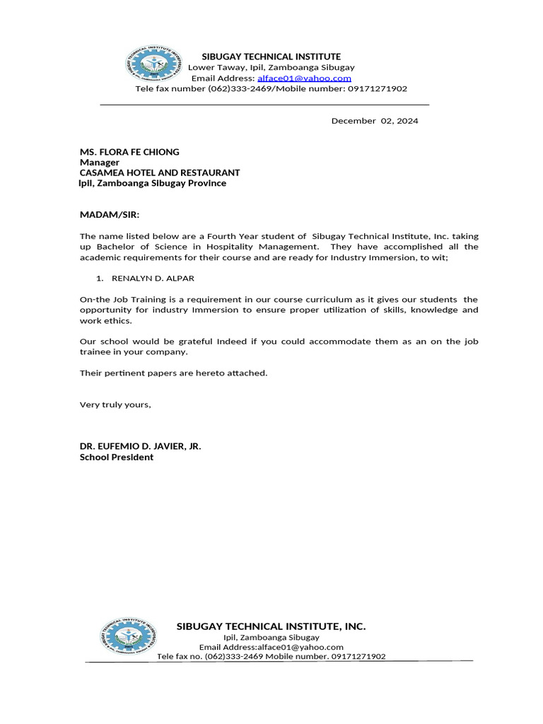 OJT 202024-BSHRM - 20ORCHARD 20HOTEL 20BAGUIO 20CITYoc | PDF