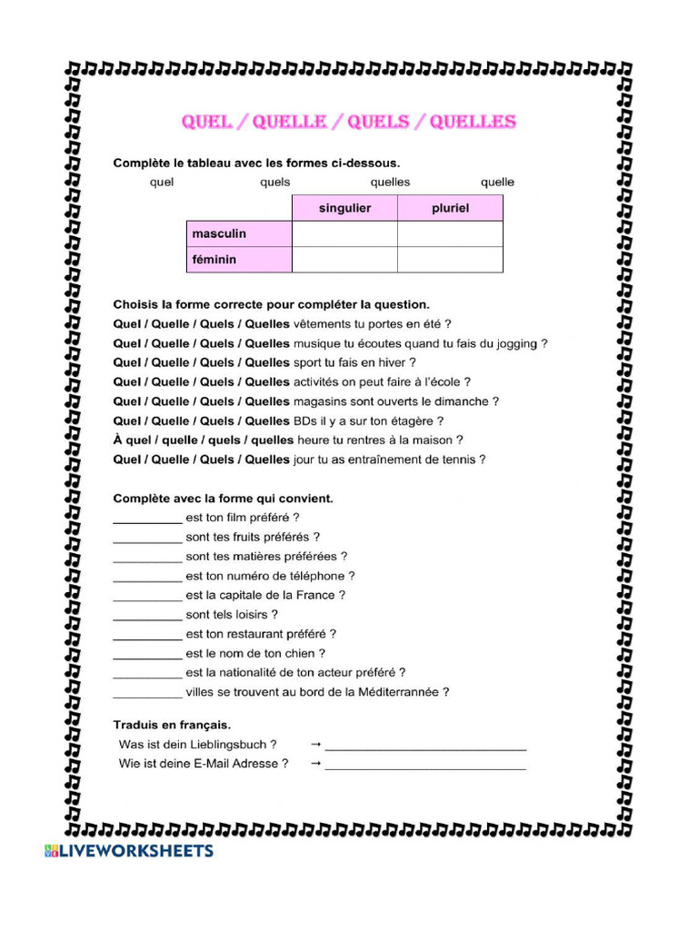 Interrogatif Quel | PDF