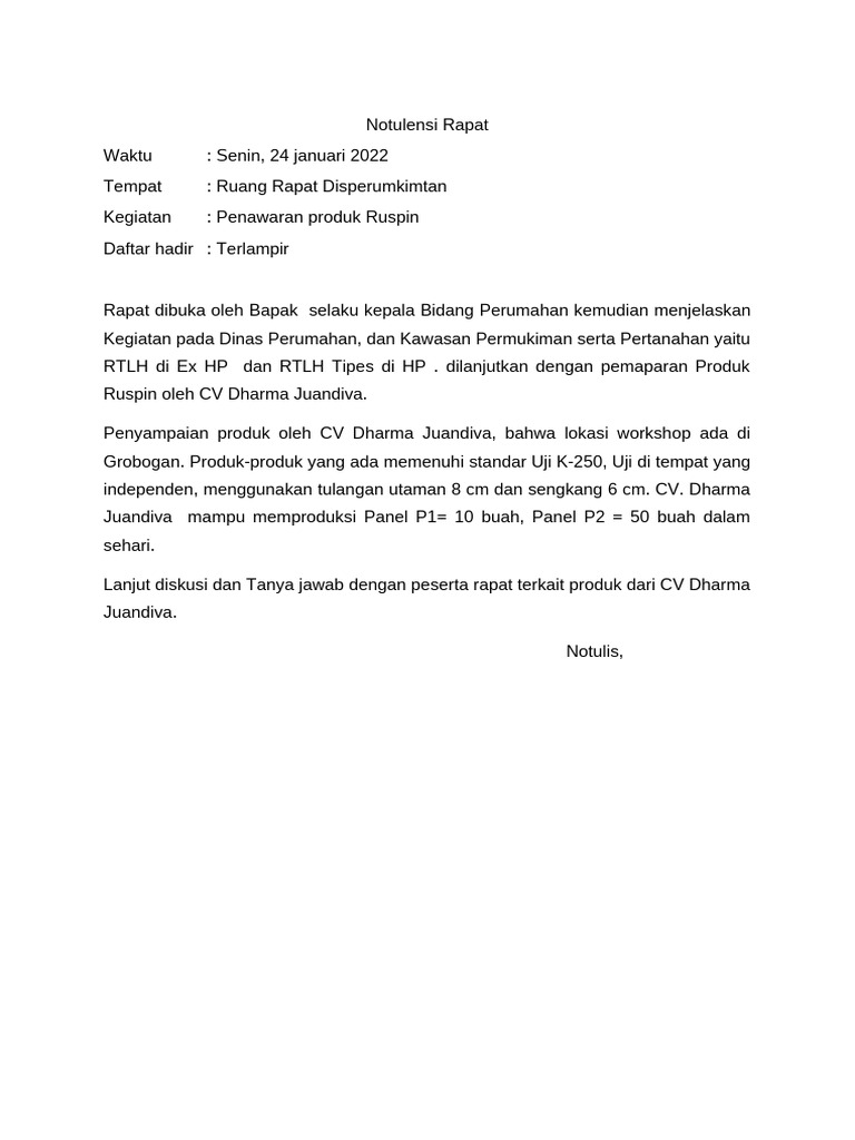 Notulensi rapp | PDF
