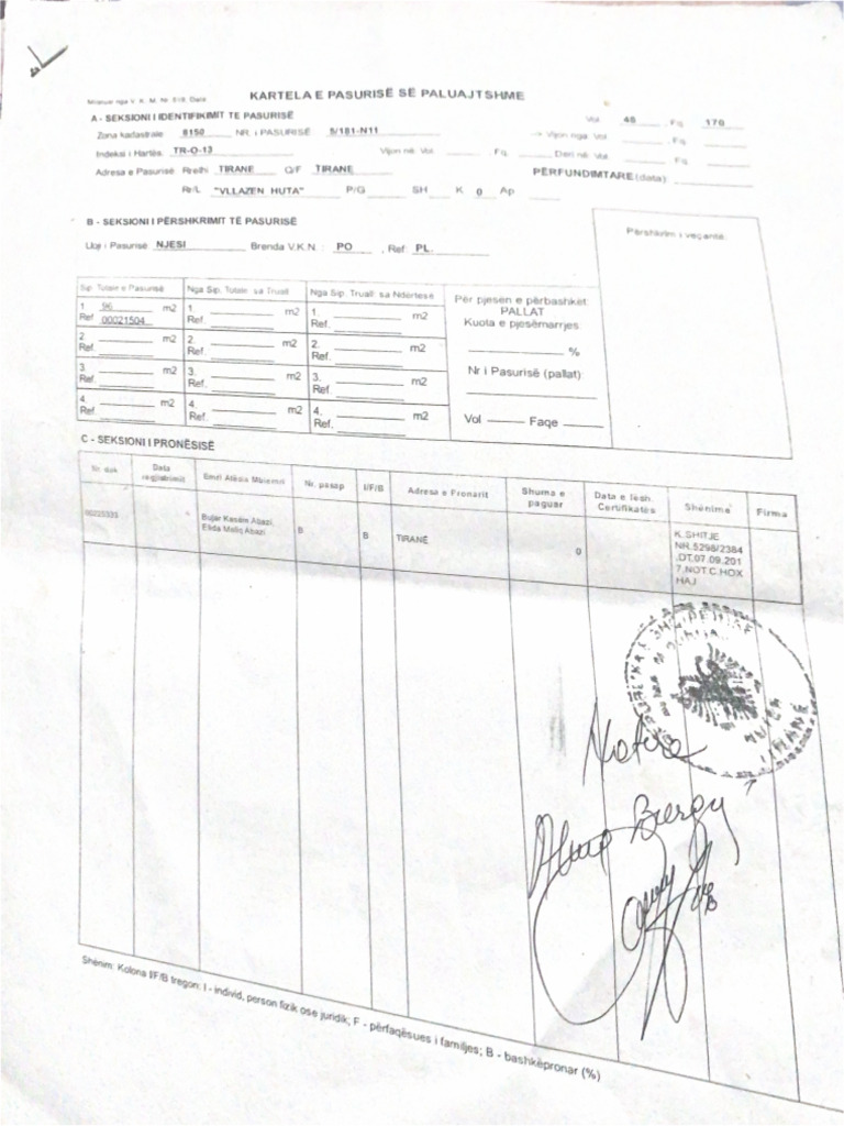 Kartela e Pasurise Se Paluajtshme | PDF