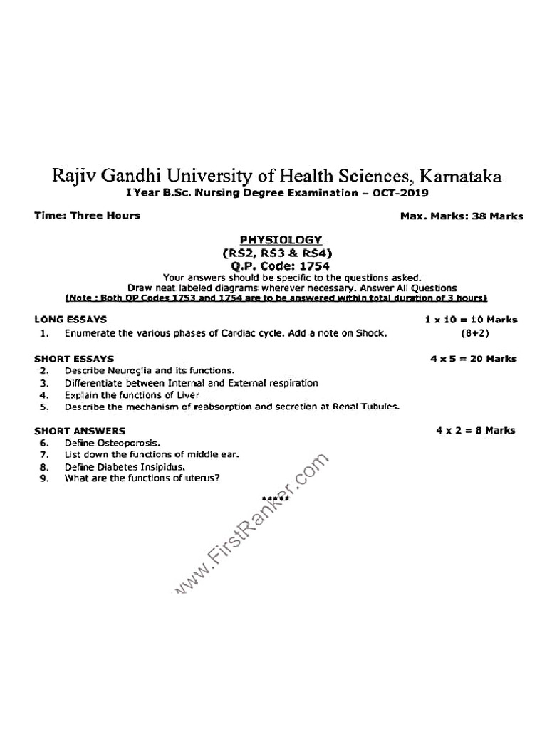 Rguhs Previous Year QP | PDF