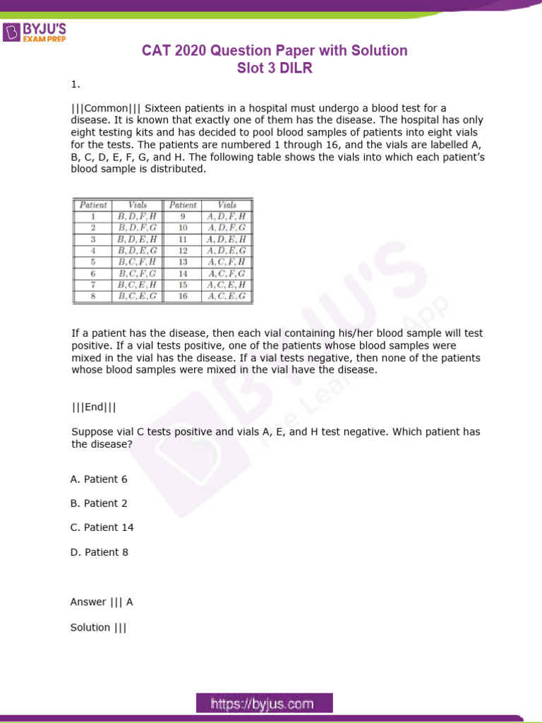 CAT 2020 Question Paper With Solution Slot 3 DILR | PDF | Mathematics