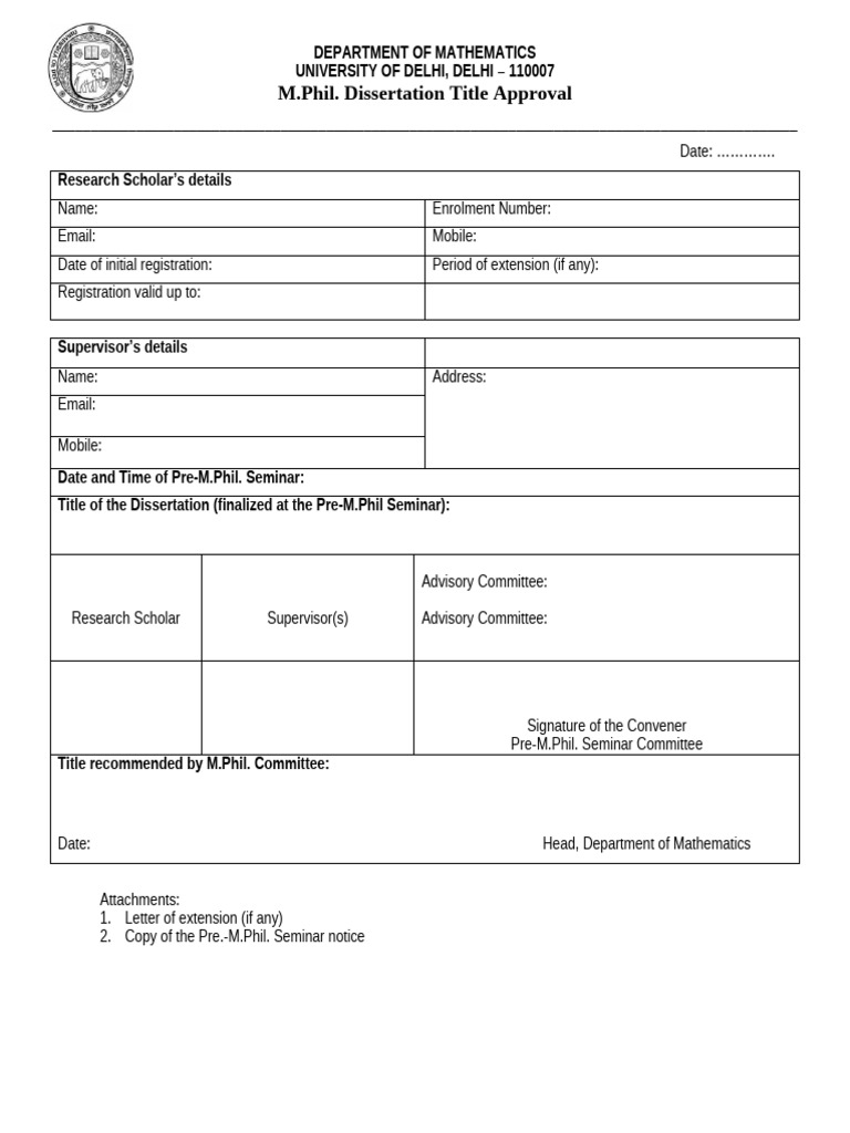 Mphil-Title Approval Form 3 | PDF