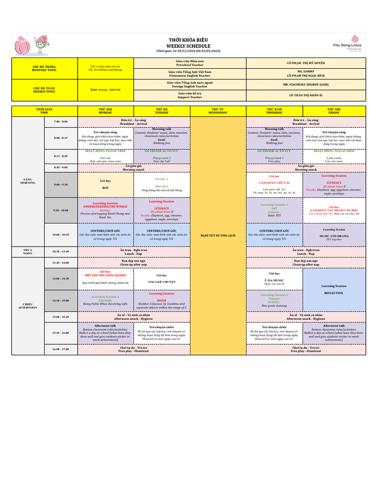 Jan - For Parents - Bilingual Kitty 2 - Weekly Schedule - w18 - w1!30 ...