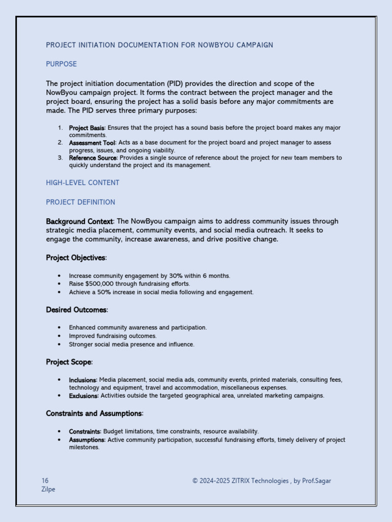 NowByou Campaign Project Initiation | PDF | Project Management ...