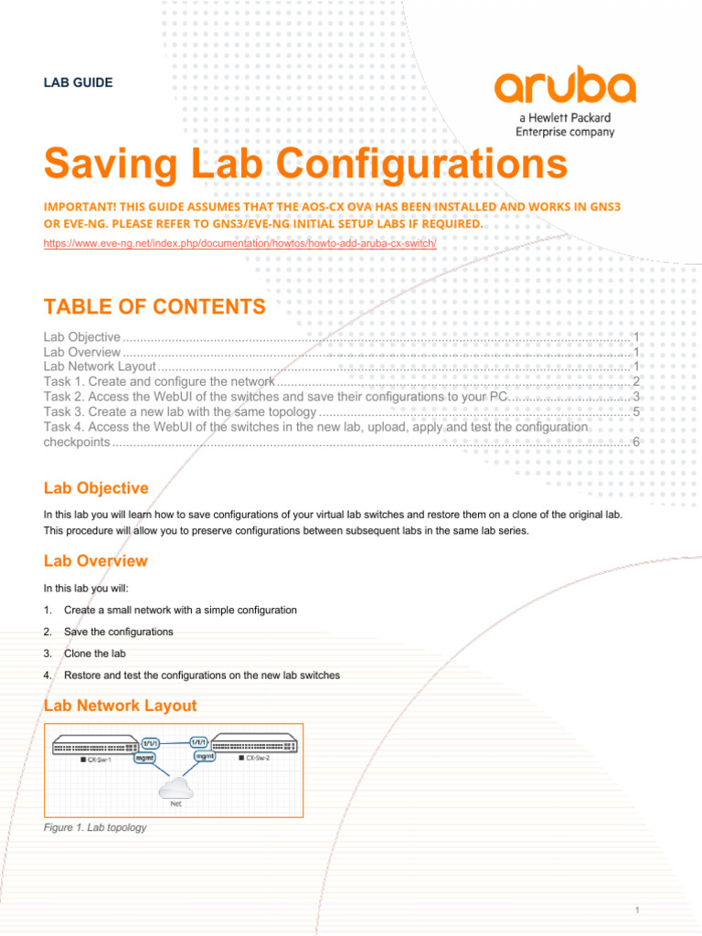 AOS-CX Switch Simulator Lab - Saving Lab Configurations Lab Guide | PDF | Ip Address | Computer ...