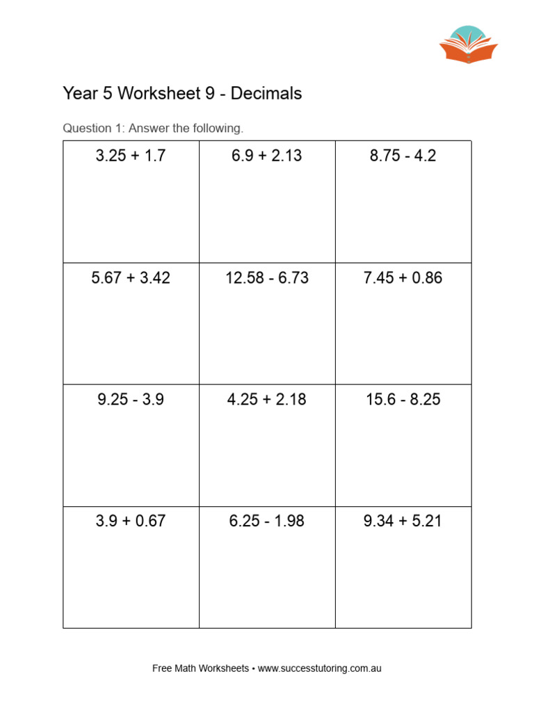 Year-5-Worksheet-9-Decimals-1-1 | PDF | Cuisine | Foods