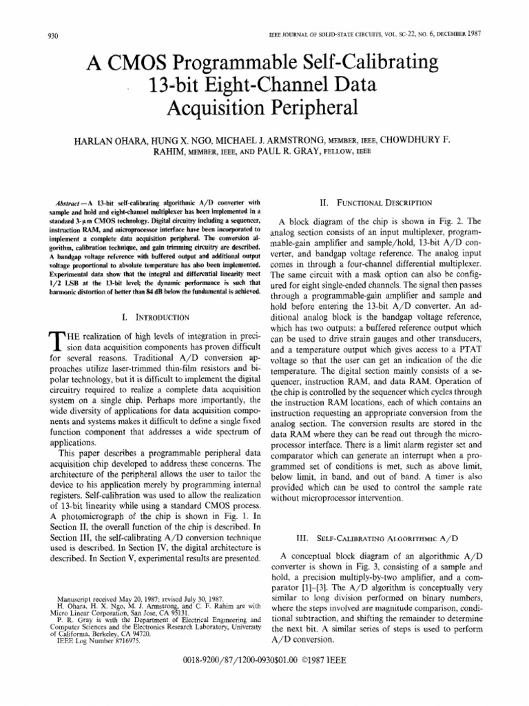 JSSC (1987) - Gray A CMOS Programmable Self-Calibrating 13-Bit Eight-Channel Data Acquisition ...