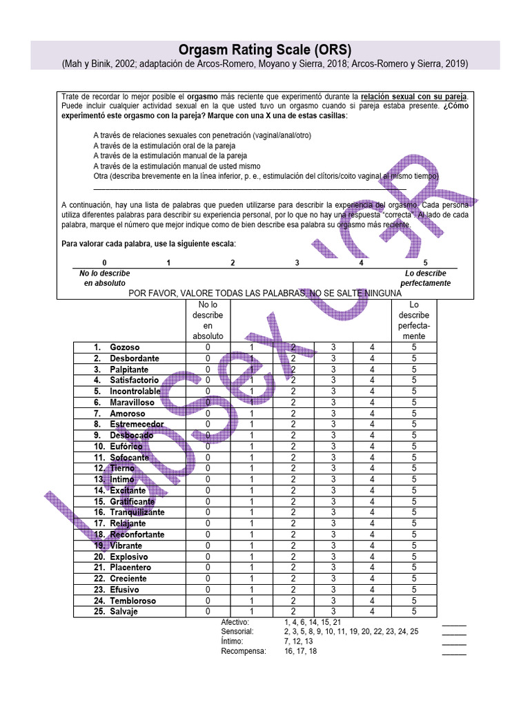 Orgasm Rating Scale (ORS) | PDF | Orgasmo | Sexo anal