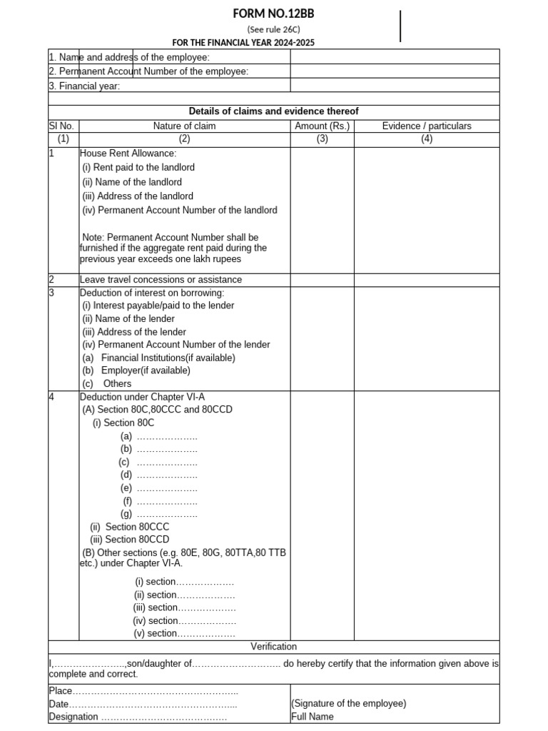 11. Form-12BB | PDF