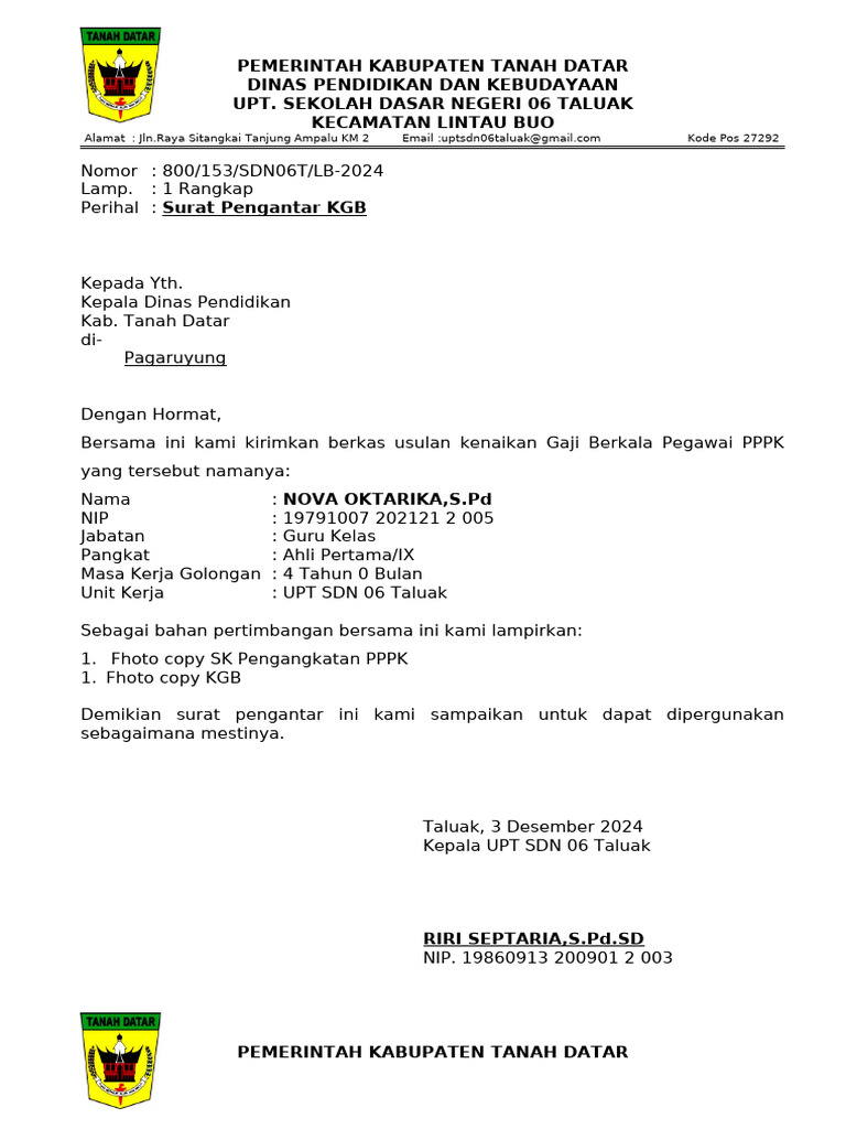 Surat Pengantar KGB | PDF