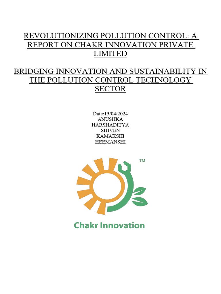 Chakr Innovation: Cleantech Pioneer Report | PDF | Sustainability ...