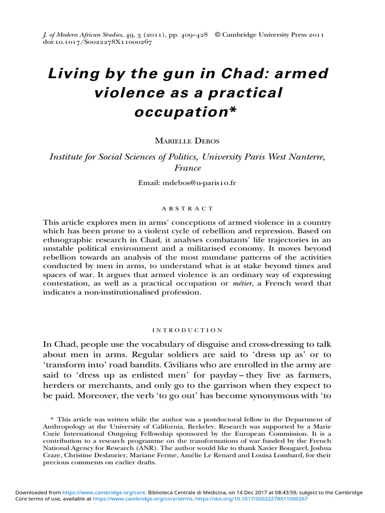 Armed Violence as Occupation in Chad | PDF | Chad