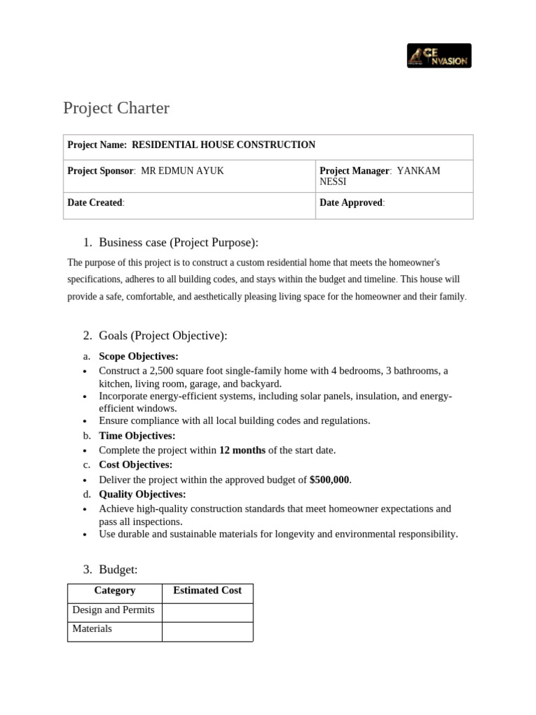 Residential Construction Project Charter | PDF | Building Code ...