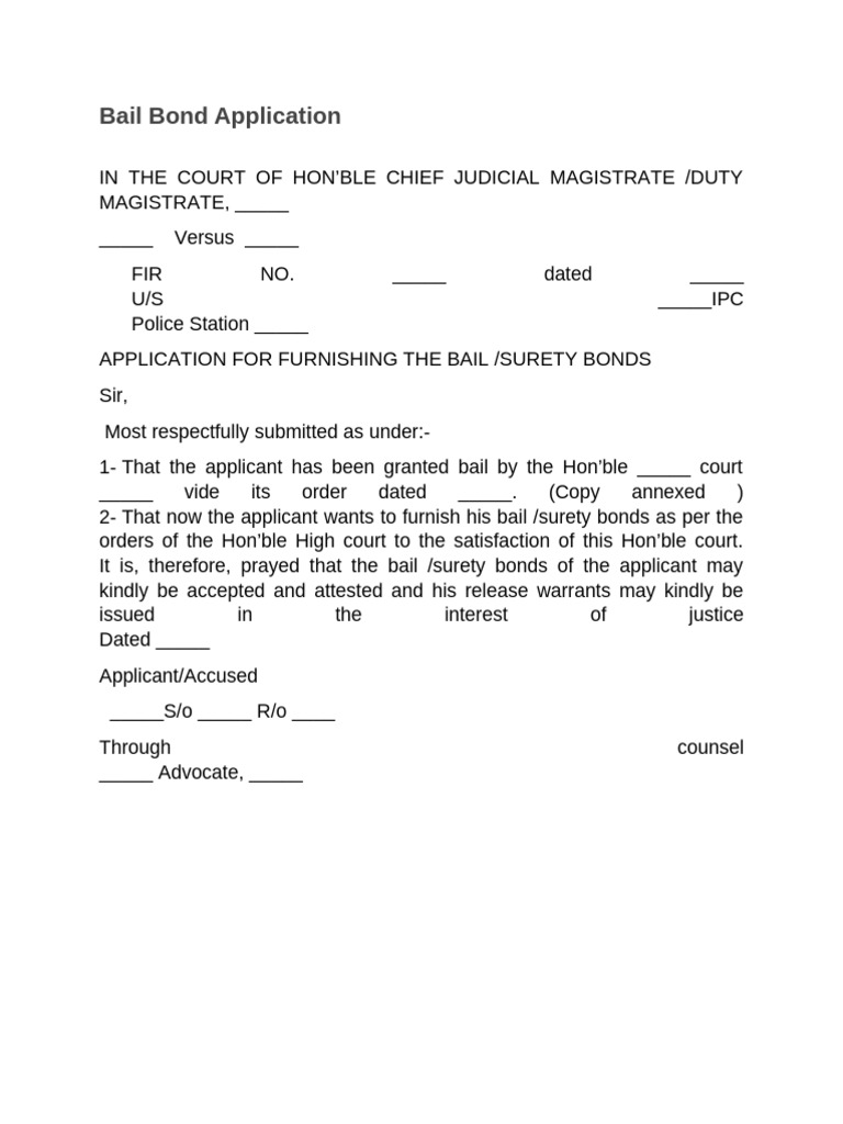 Bail Bond Application | PDF