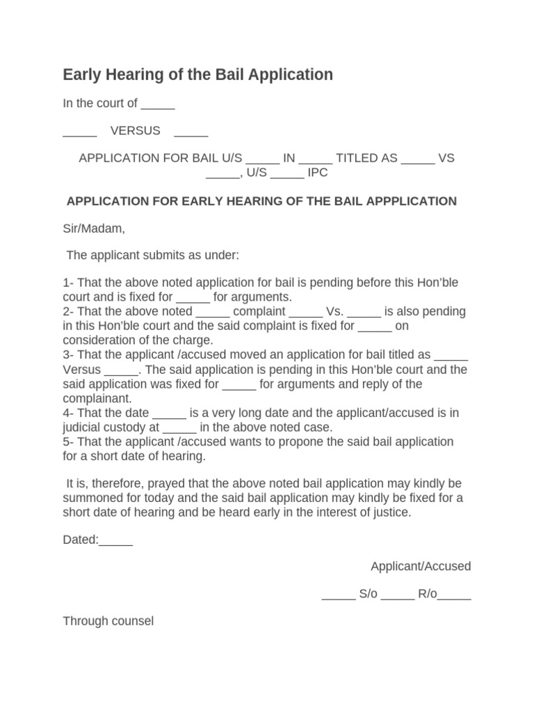 Early Hearing of The Bail Application | PDF
